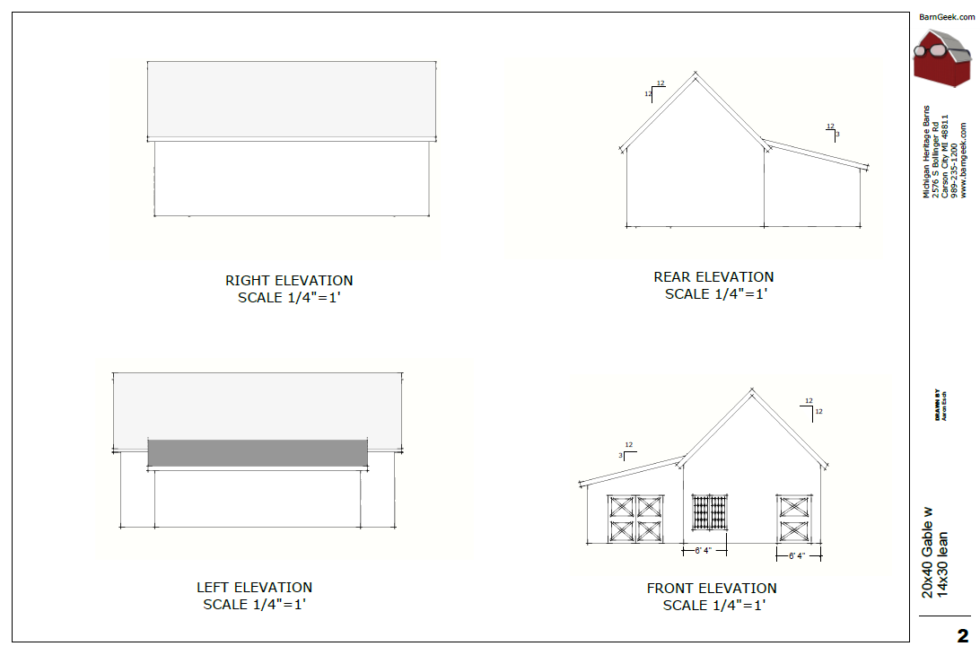 20x40 Gable Barn Plans - Barngeek.com